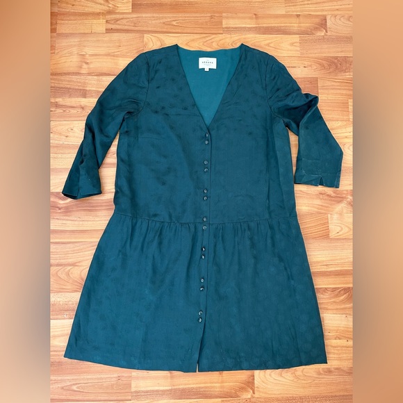 Sezane | Dresses | Sezane Silk Dress Emerald Green | Poshmark